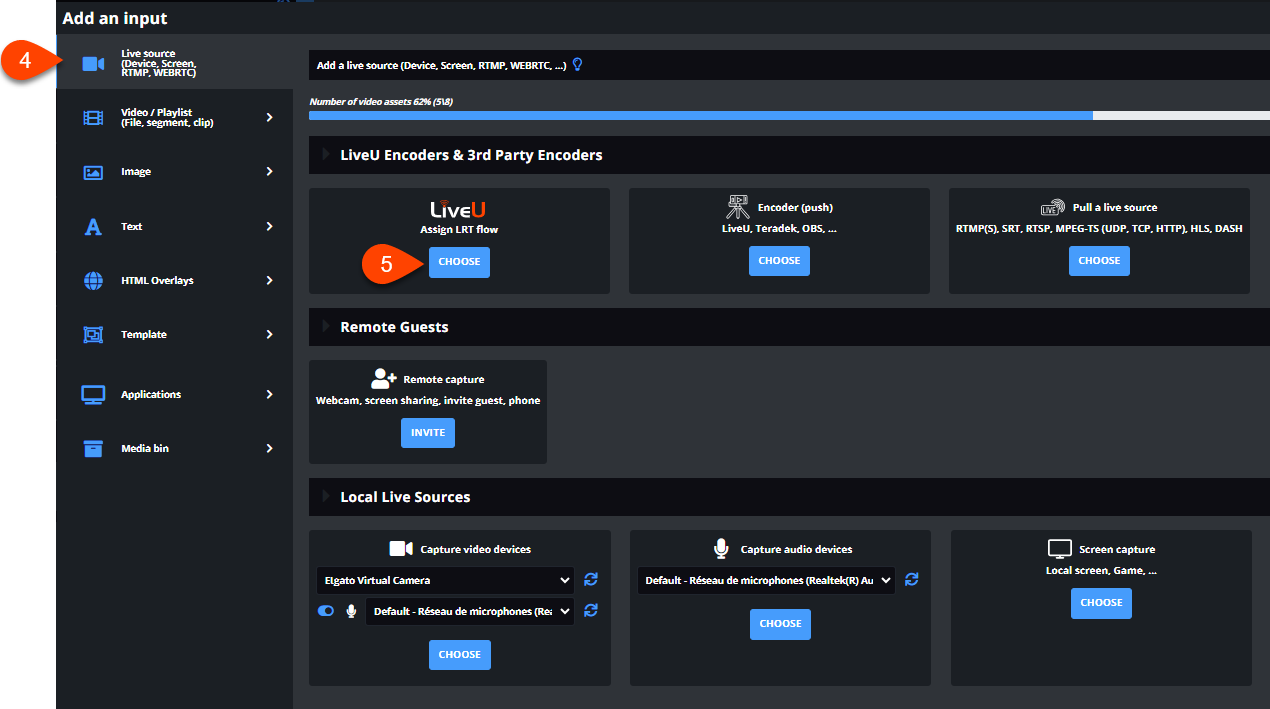 LiveU field Unit to Studio LRT flow – Studio
